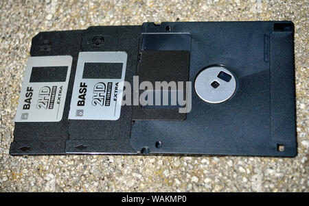 Leipzig, Germany. 09th June, 2019. Diskettes from BASF with a storage ...