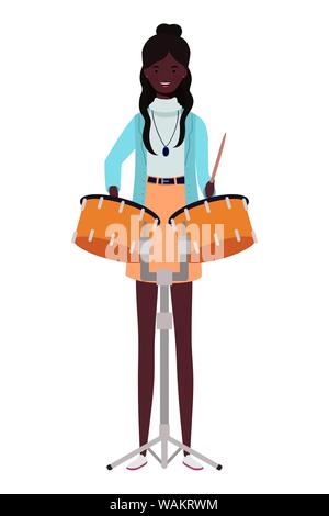 young woman with timpani on white background Stock Vector Image & Art ...