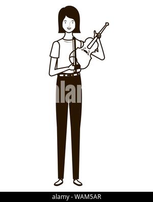 silhouette of woman with fiddle on white background Stock Vector Image ...