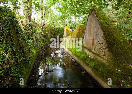 tank traps of the Siegfried line in the river Inde near Schmithof in ...