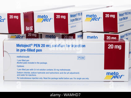 woman use pre-filled pen syringe for take the FSH (Follicle Stimulating ...