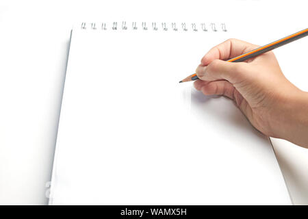 blank, template for drawing or sketching. Hand with pencil on a white ...