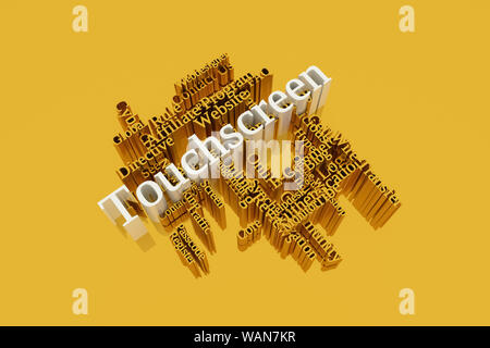 Touchscreen, ICT, information technology keyword words cloud. For web ...