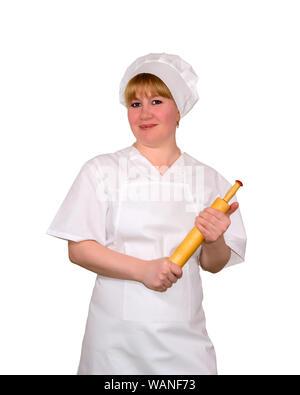 Young female baker isolated on white Stock Photo - Alamy