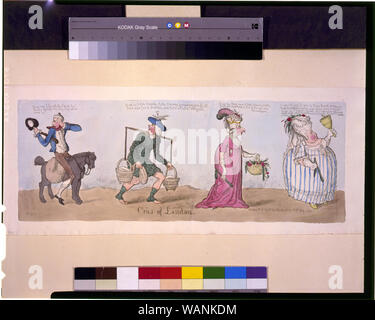 Cries of London Abstract: Four town criers peddling shillelees, ballads ...