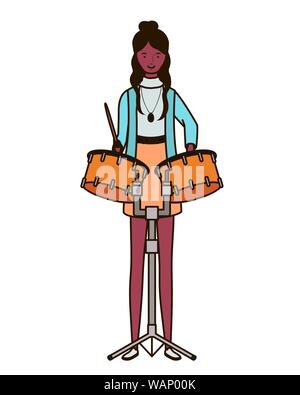young woman with timpani on white background Stock Vector Image & Art ...