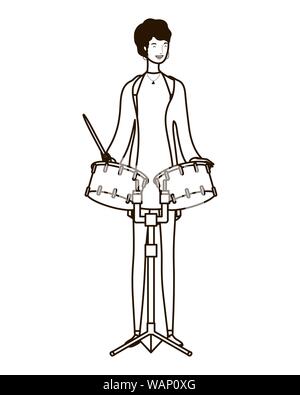 silhouette of woman with timpani on white background Stock Vector Image ...