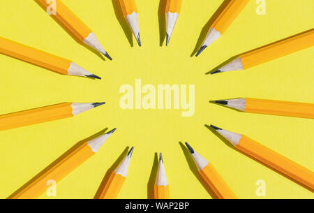 Color pencils in circle on a white background Stock Photo - Alamy
