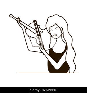 silhouette of woman with fiddle on white background Stock Vector Image ...