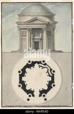 Drawing, Design for a Domed Classical Temple with Portico; Architect ...