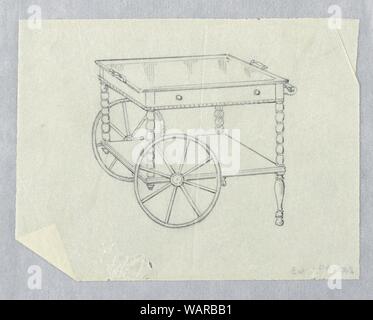 Drawing, Design for Rolling Serving Table with Three Trays; Designed by ...