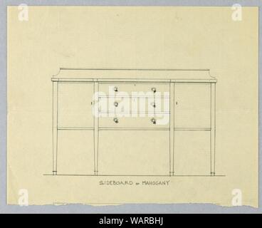 Design for Sideboard of Mahogany with Three Drawers, A.N. Davenport Co ...
