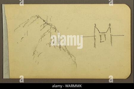 Drawing, Mountain Side, turret; Verso- Mountain Side, 1889 Stock Photo ...