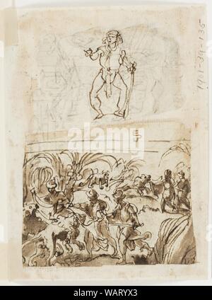 Drawing, Sketchbook Page with Pilgrim and Religious Procession, ca ...