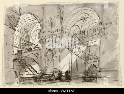 Drawing, Stage Design, Interior of Prison, early 19th century Stock ...