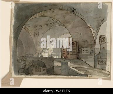 Drawing, Stage Design, Underground Vaulted Space with Tombs; Designed ...