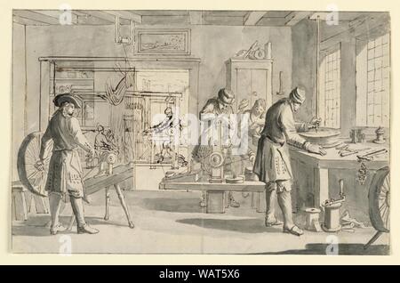 Drawing, The Interior of a Textile Factory, 1720–50 Stock Photo - Alamy