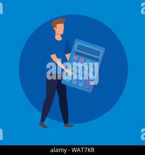 young man with calculator math character Stock Vector Image & Art - Alamy