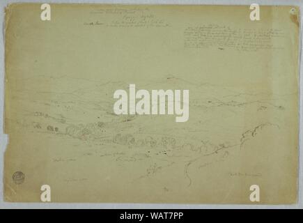 Drawing, View near Popayan including Mount Purese Volcano,Cauca River ...