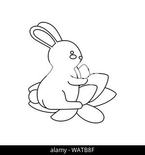 cute and little rabbit in lotus flower character Stock Vector Image ...