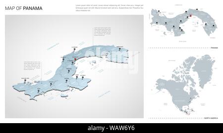Panama vector map. Editable template with regions, cities, red pins and ...