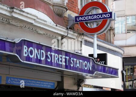 Bond Street Underground Station, exterior entrance and exit of tube ...