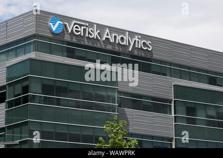 A logo sign outside of the headquarters of Verisk Analytics in Lehi, Utah on July 27, 2019 ...