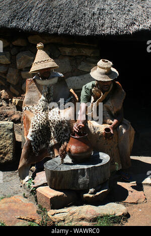 Sotho man drinking sorghum beer, Basotho Cultural Village, Golden Gate ...