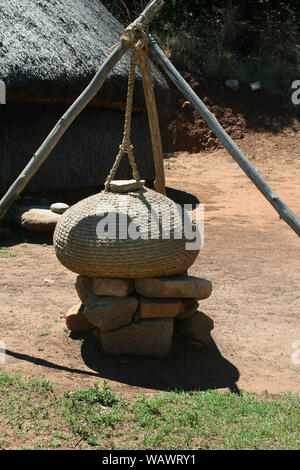 Traditional grain storage basket, Basotho Cultural Village, Free State ...