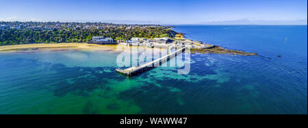 Black Rock wharf and The Cerberus Beach house in Melbourne, Australia ...