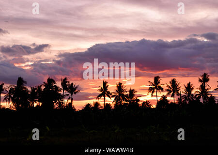 Dramatic orange, red and purple sunset over the sea at Westward Ho ...