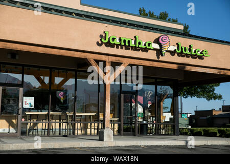 A logo sign outside of a Jamba Juice restaurant location in Draper ...