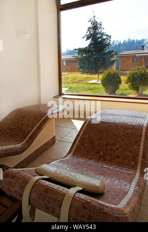 View of spa interior with two beds inside the room Stock Photo - Alamy