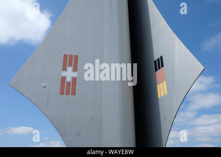 A view of Dreilandereck, a monument in Basel, it marks the three point ...