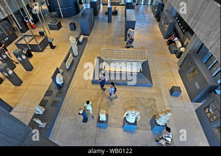 Interior view of architecture and displays with artifacts from ancient ...