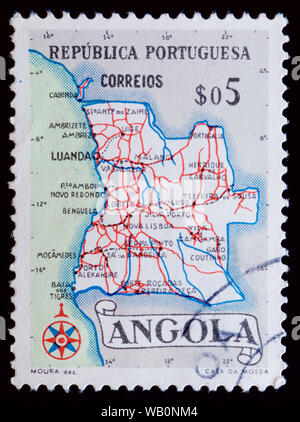 Angola Postage Stamp - Map of Angola Stock Photo - Alamy
