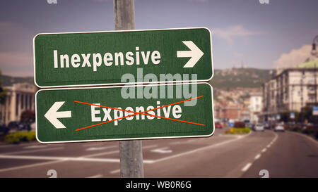 Street Sign the Direction Way to Inexpensive versus Expensive Stock ...