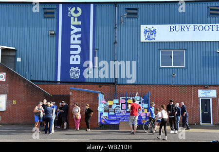 Bury fans at Gigg Lane, Bury Stock Photo - Alamy