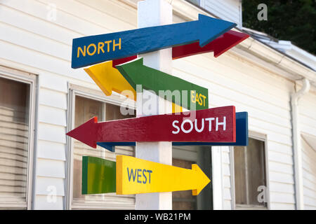 sign north, south, North East West South Signpost Shows Travel Or Stock ...