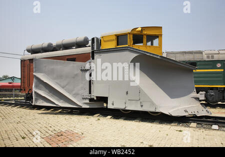 Snowblower in railway museum. Yuzhno-Sakhalinsk. Sakhalin island ...