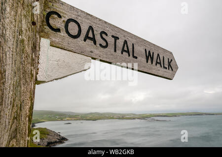 Coastal walk sign, Shetland Stock Photo - Alamy
