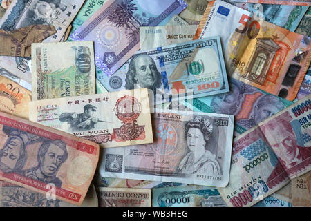 A collection of paper money of many countries Stock Photo - Alamy