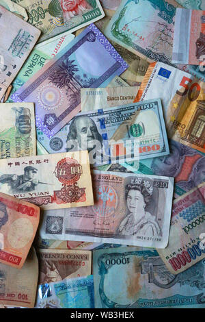A collection of paper money of many countries Stock Photo - Alamy