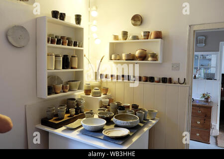 Tim Lake pottery shop interior with handmade pots for sale at the Old ...