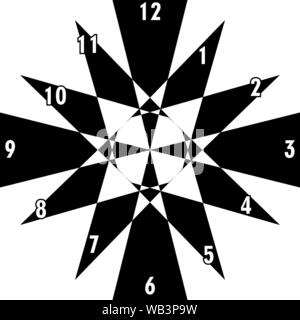 clock dial black triangle signs with rounded vertical numbers on ...