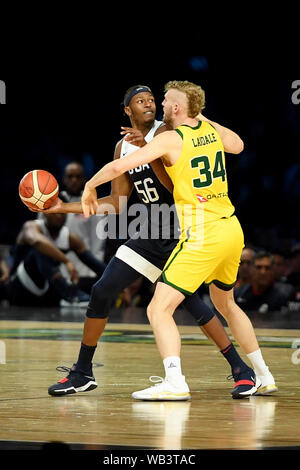 Jock Landale of the Boomers in action during the second Australia v ...
