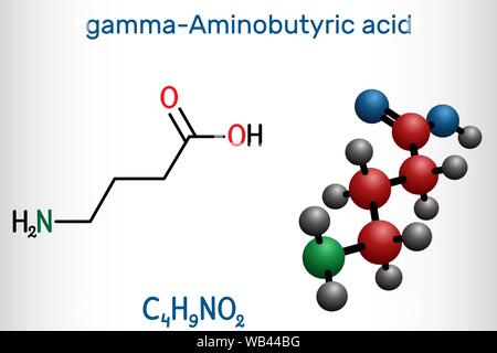 Chemical structure of gamma-aminobutyric acid (GABA), chief Stock Photo ...
