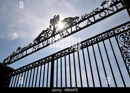 The Shankly Gates at the ground before the Premier League match at ...