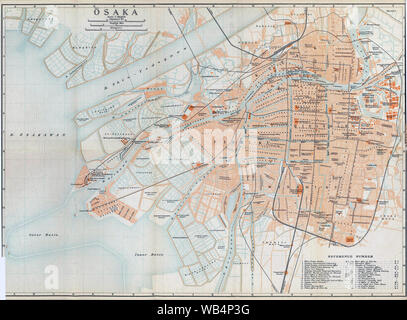 [ 1910s Japan - Map of Osaka, 1914 ] — Map of "Osaka and Environs" from ...