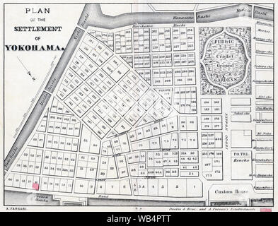 Japan: A 19th century Japanese map of Nagasaki harbour showing Dejima ...